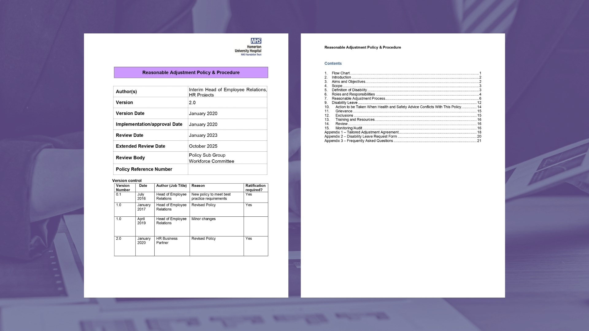 Homerton - Homerton Reasonable Adjustment Policy & Procedure